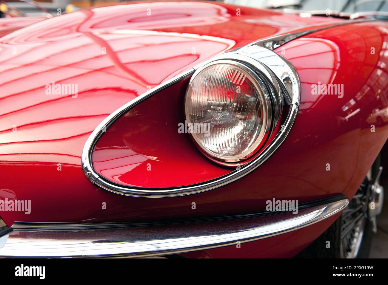 Detail of Vintage car Jaguar Jaguar E-Type, design, sporty car, road ...