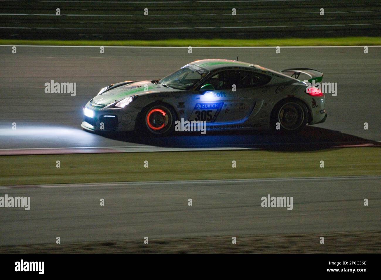 Porsche Cayman GT4 CS, 24h Nuerburgring, race track at night, glowing ...