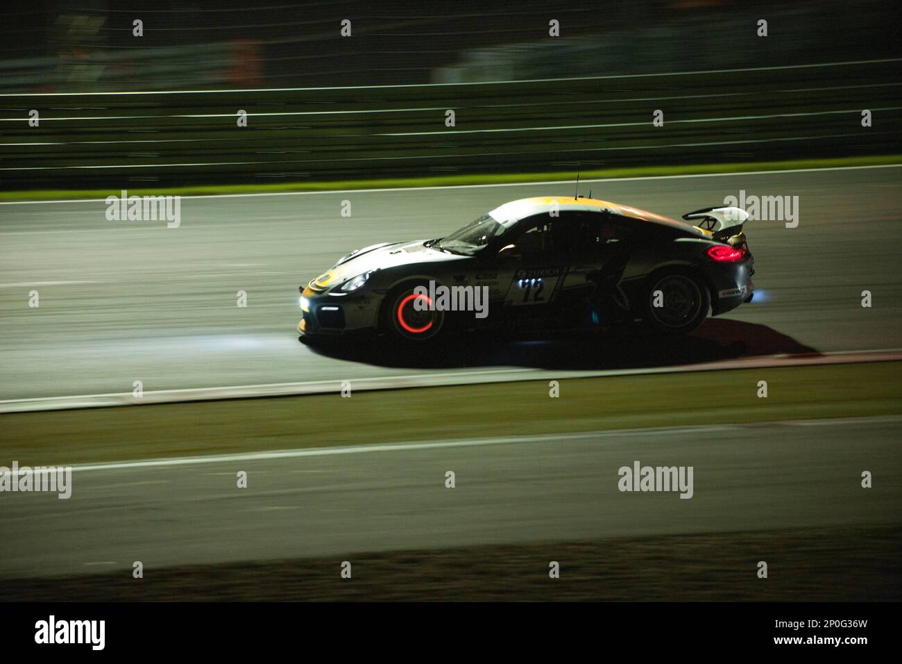 Porsche Cayman GT4, 24h Nuerburgring, race track at night, glowing ...