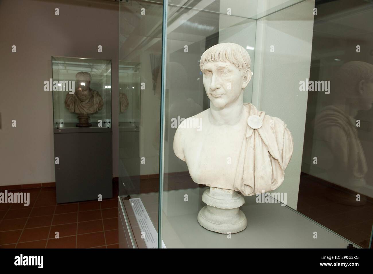 Bust, Roman Emperor Trajan, Traianus, Saalburg Roman Fort, Bad Homburg ...