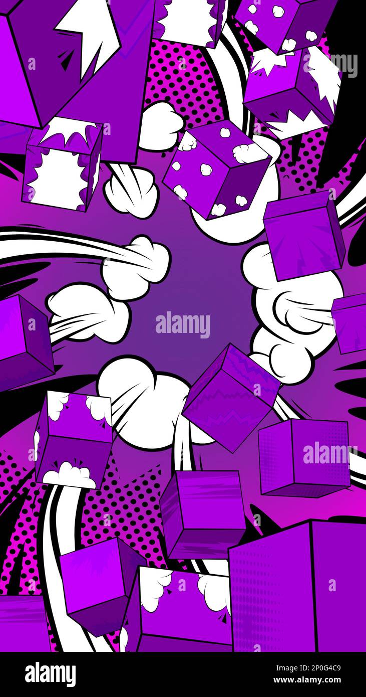 Dark Purple comic book wallpaper with cube shapes. Comics cartoon ...