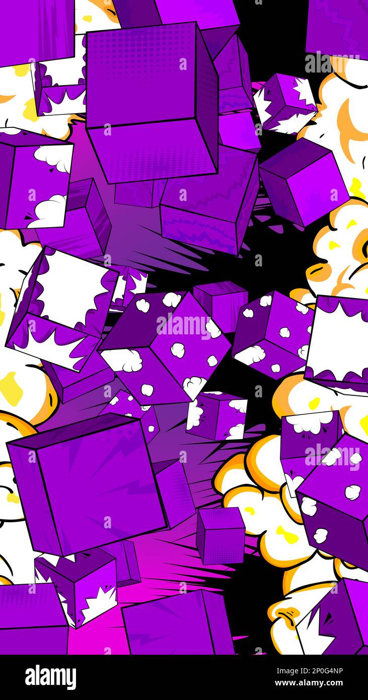 Dark Purple comic book wallpaper with cube shapes. Comics cartoon ...