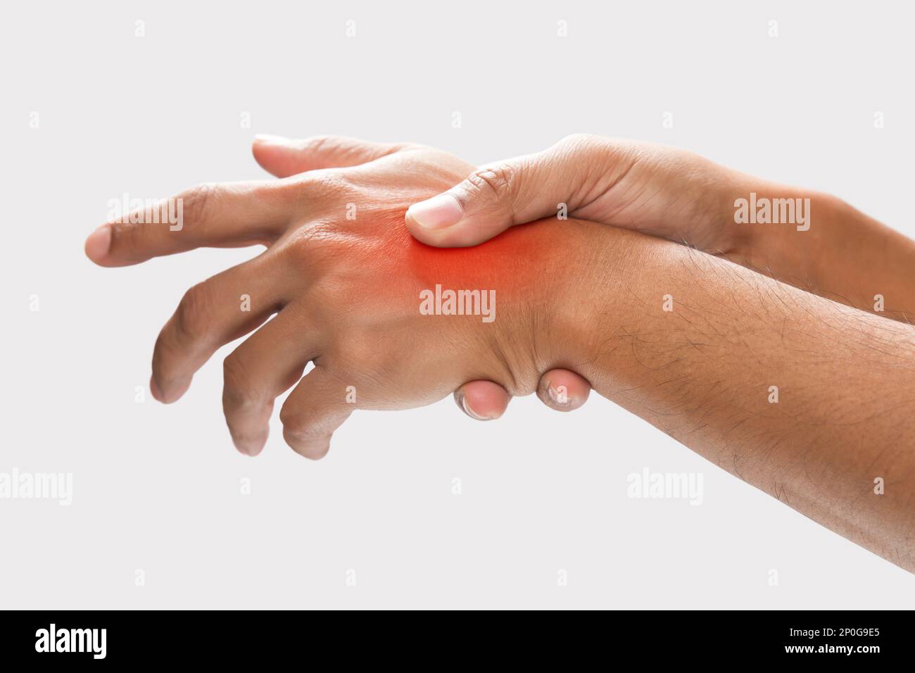 A man grab hand palm because the hand palm was injured. Hand pain. On a ...