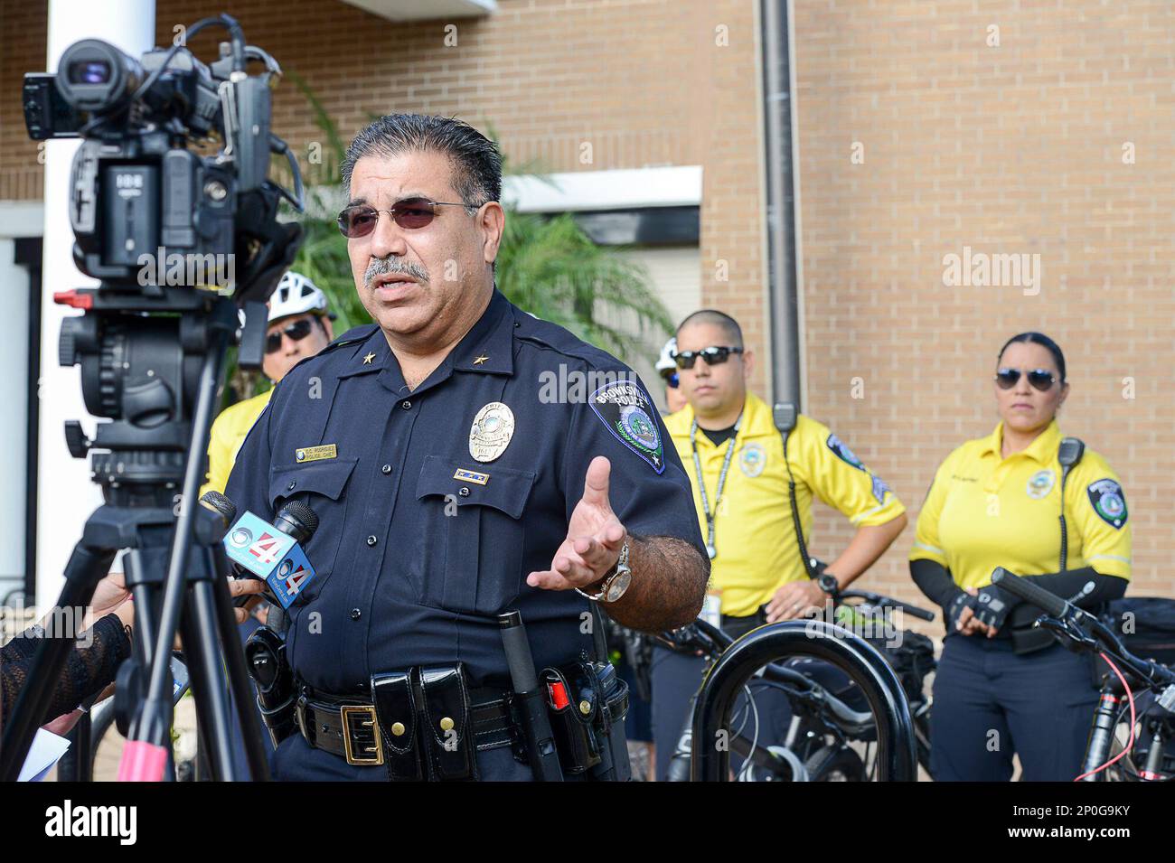 Police chief Orlando Rodriguez speaks to the media during a press ...