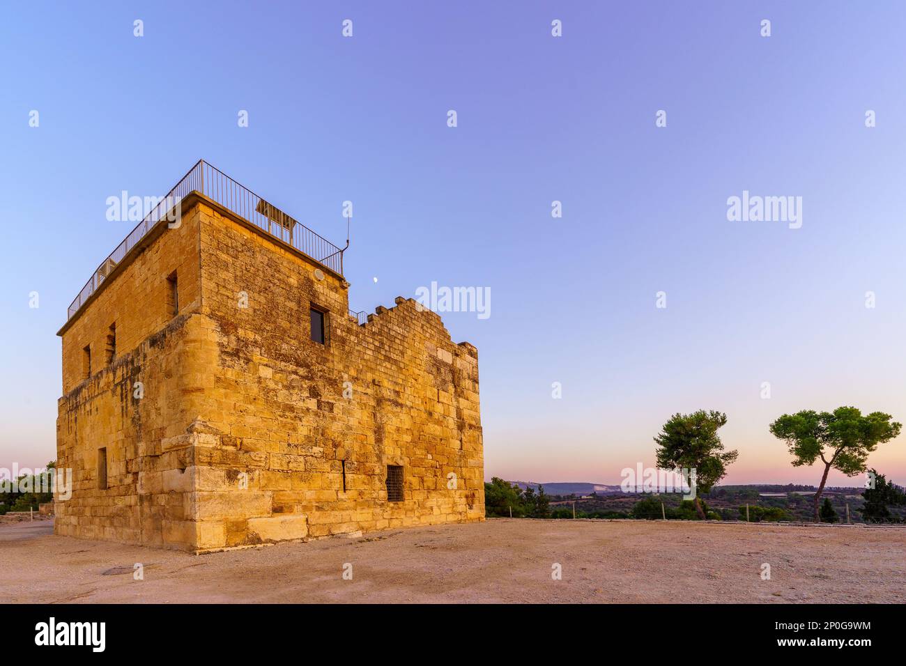 Sunset view of the Crusader Castle, in Tzipori National Park, Northern ...