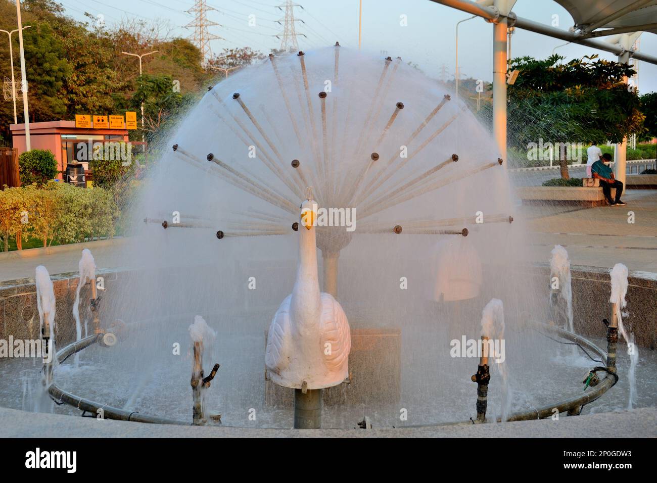 Water fountain at the entrance of the Statue Of Unity complex, tallest ...