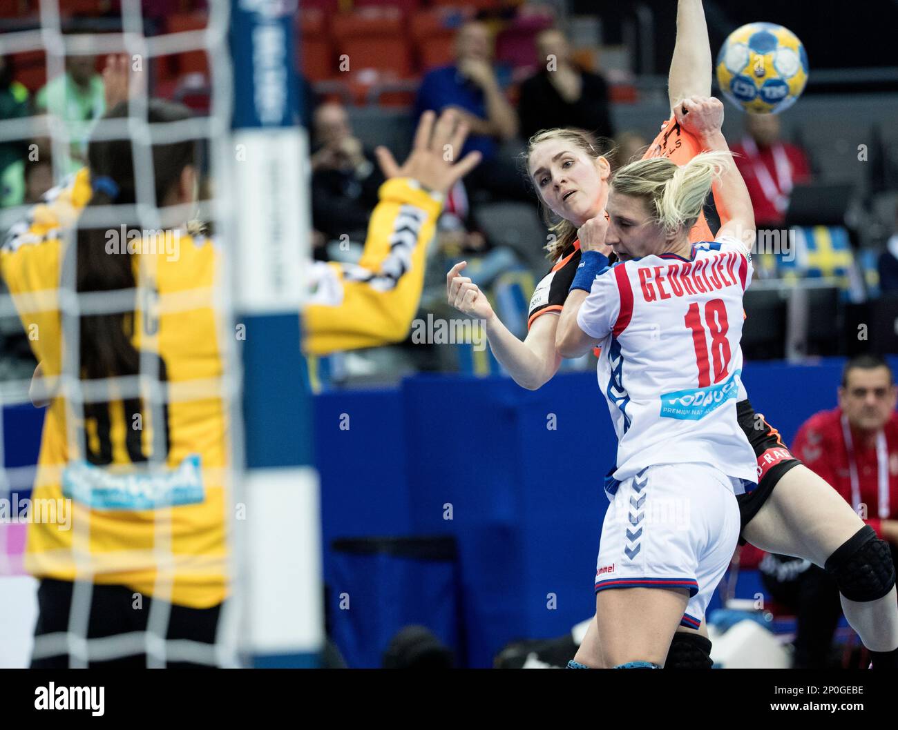 Holland's Laura Van der Heijden, center, and Serbia's Tamara Georgijev ...
