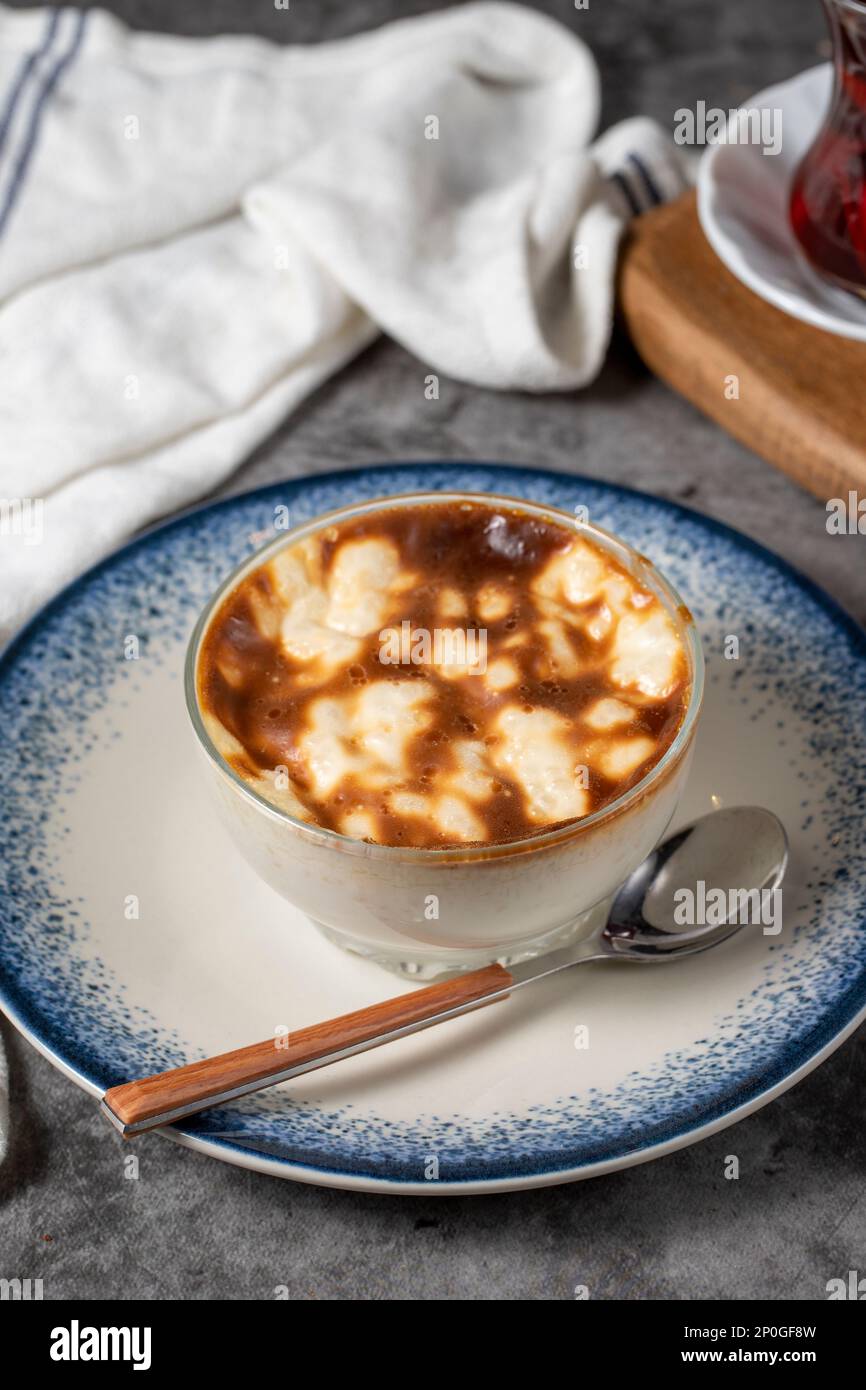 Rice pudding. Traditional Turkish cuisine desserts. Rice pudding ...