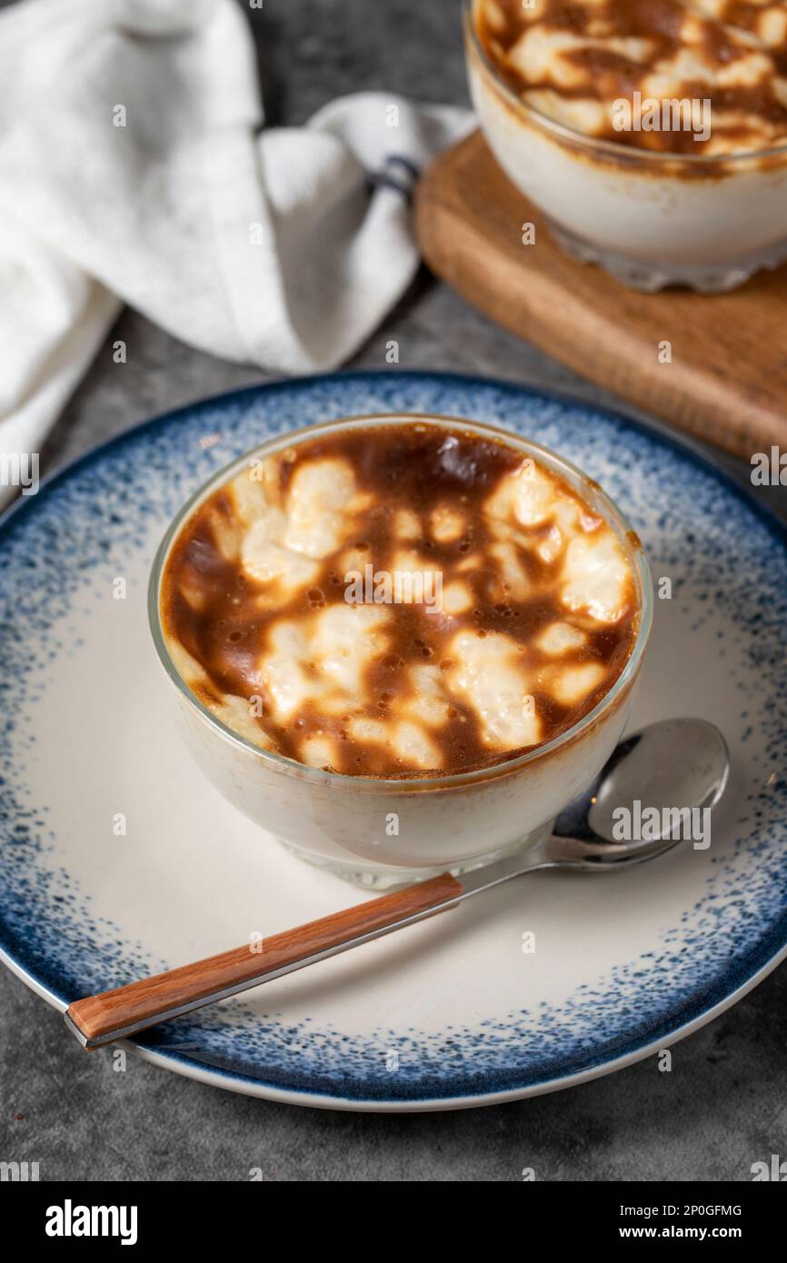 Rice pudding. Traditional Turkish cuisine desserts. Rice pudding ...