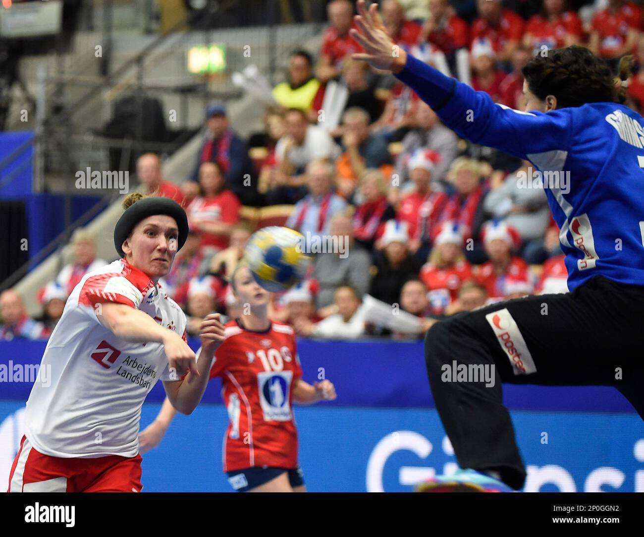 Denmark's Maria Fisker takes a shot to score against Norway during the ...