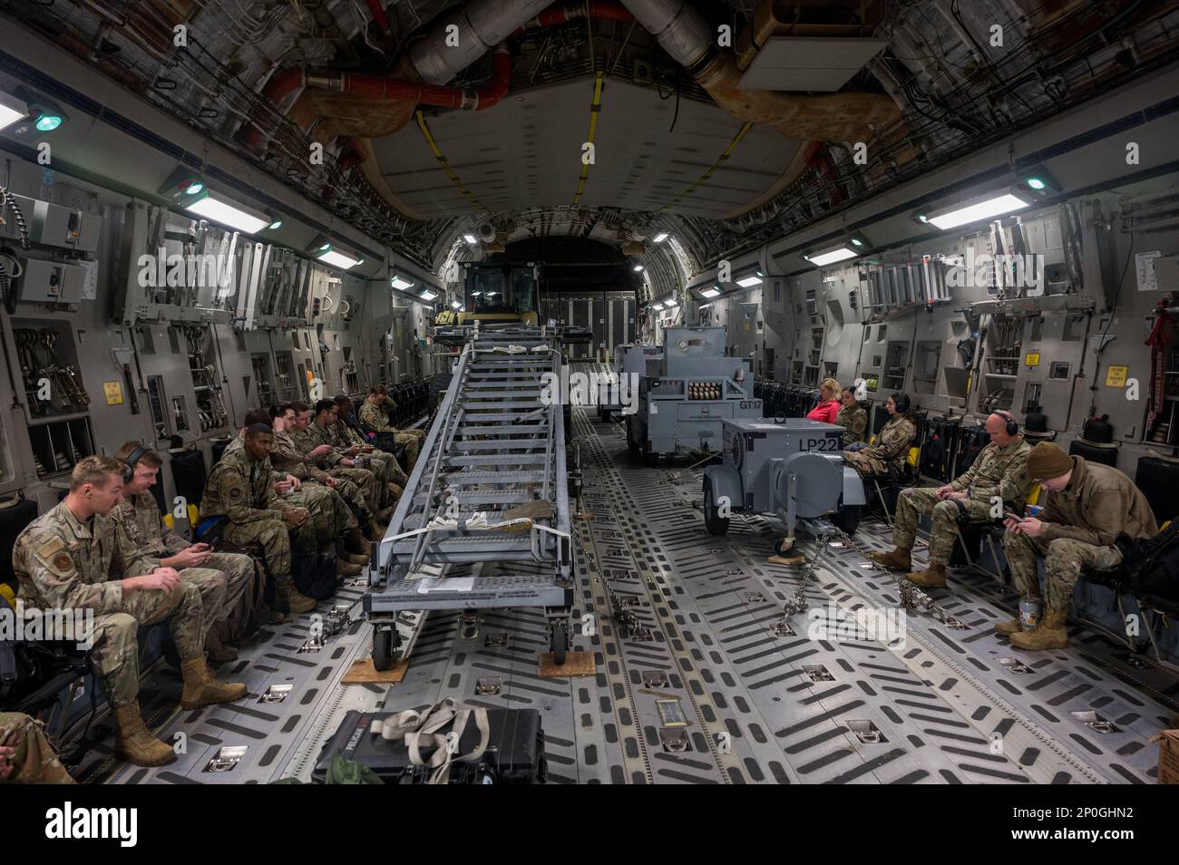 U.S. Air Force Airmen wait for take off during mission generation ...