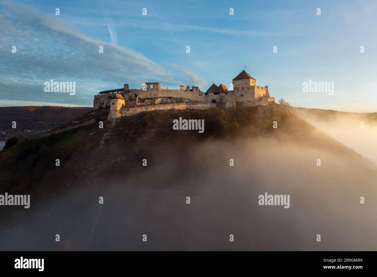 Foggy fall photo about the Fort of Sumeg Hungary. This fort is a ...