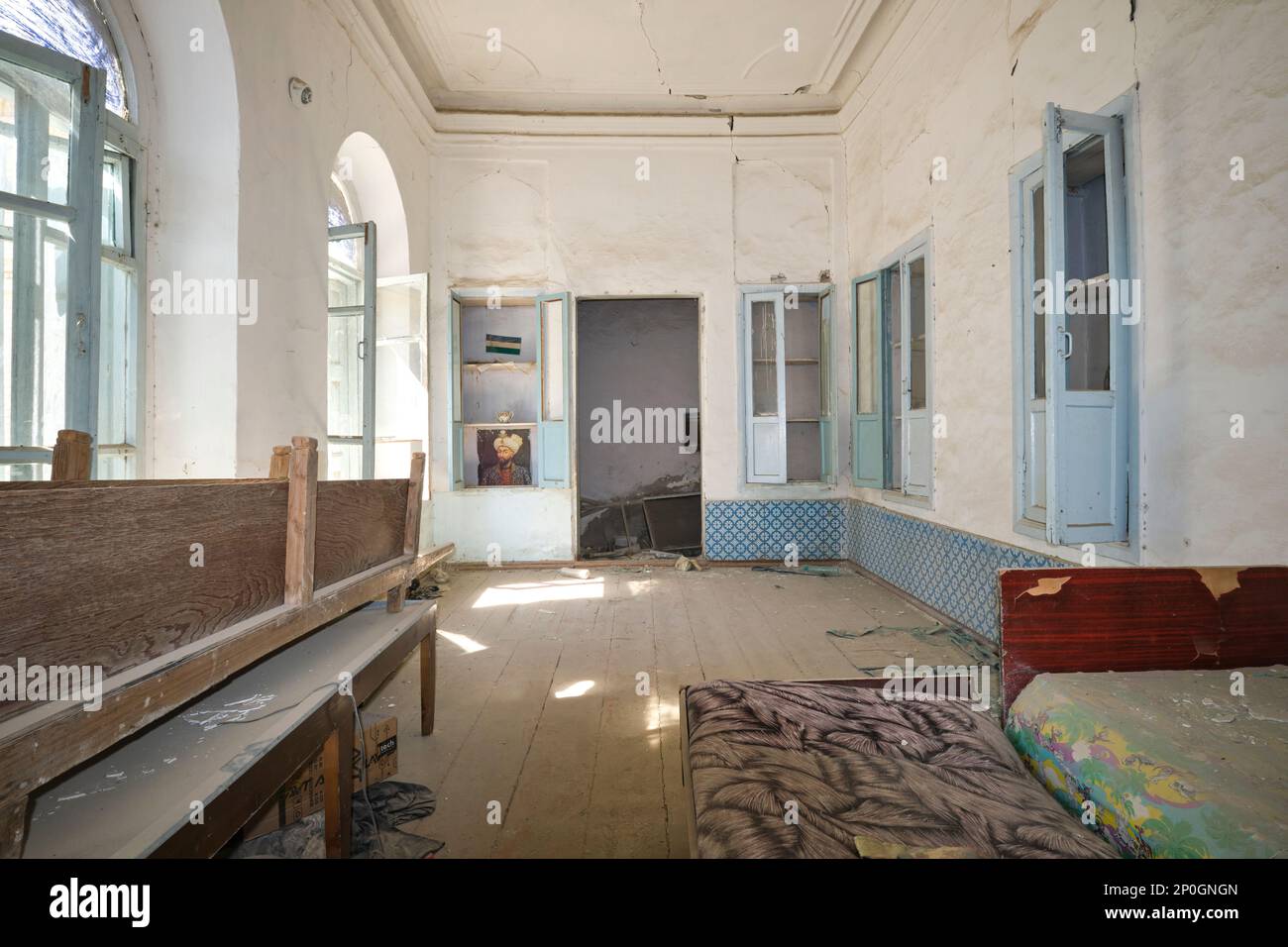A side room, disused and dirty, abandoned. At an old, historic, classic ...