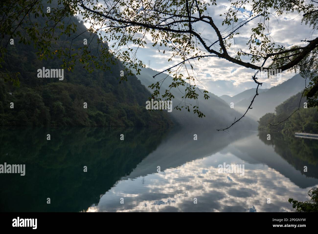 Beautiful scenery of Little East River in Hunan Stock Photo - Alamy