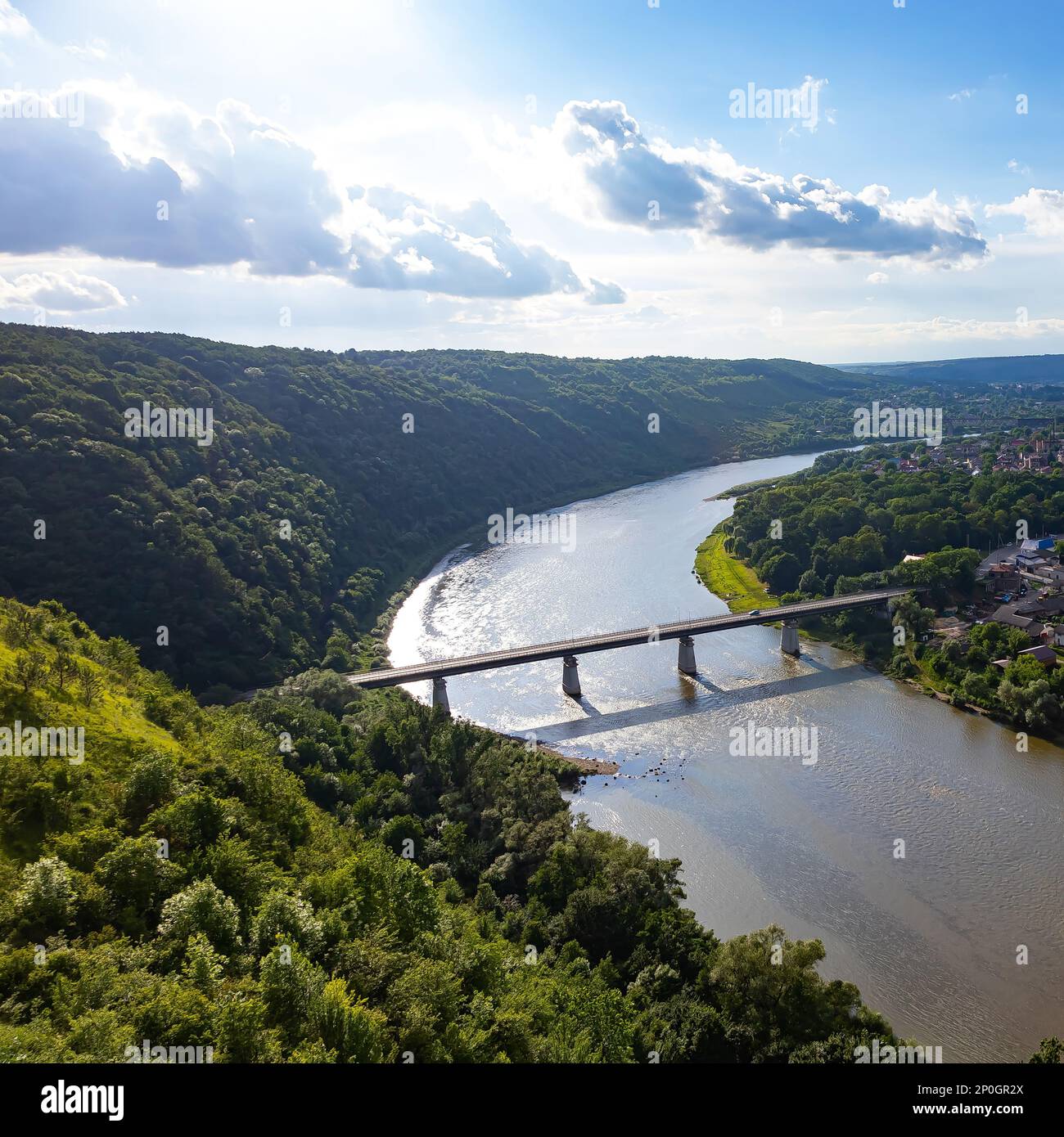 road bridge over the river top view water sky Stock Photo - Alamy