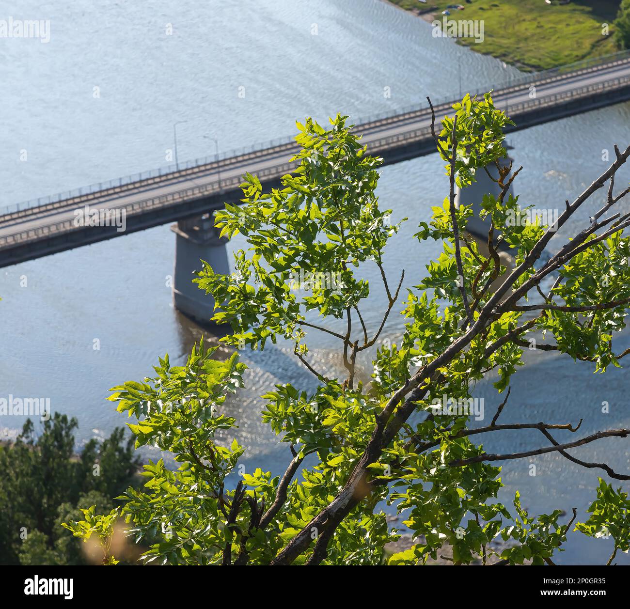 road bridge over the river top view water sky Stock Photo - Alamy