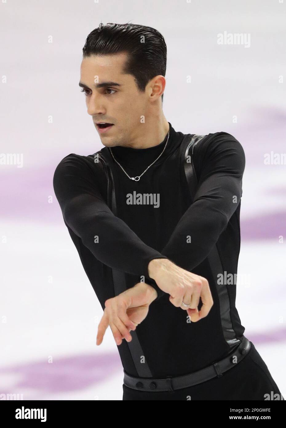 Spanish Javier Fernandez competes during the short program (SP) at ISU ...