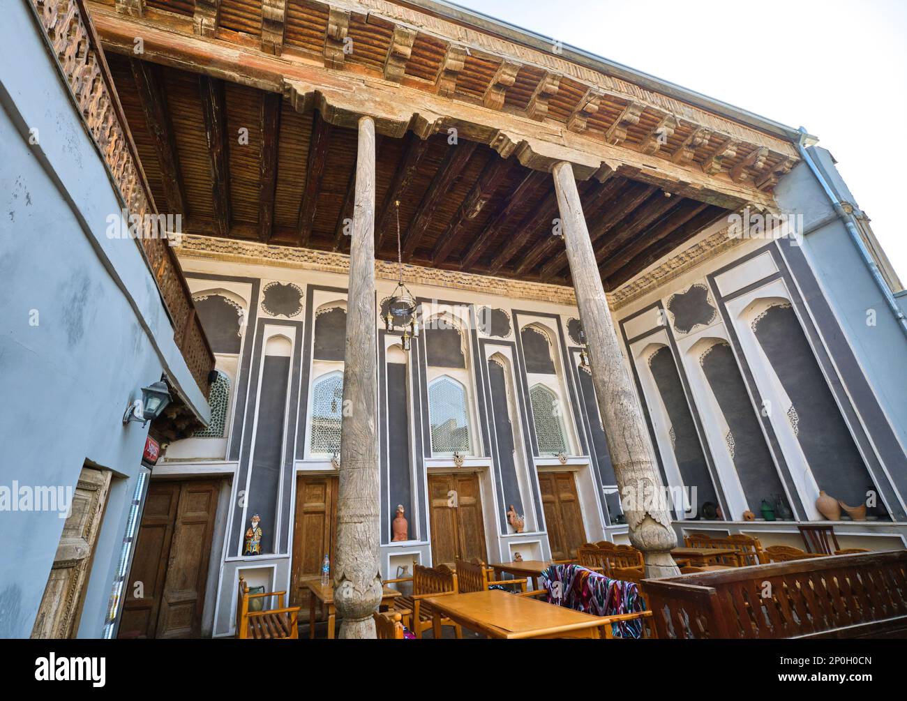 Exterior view, the house now used as a restaurant and the facade ...