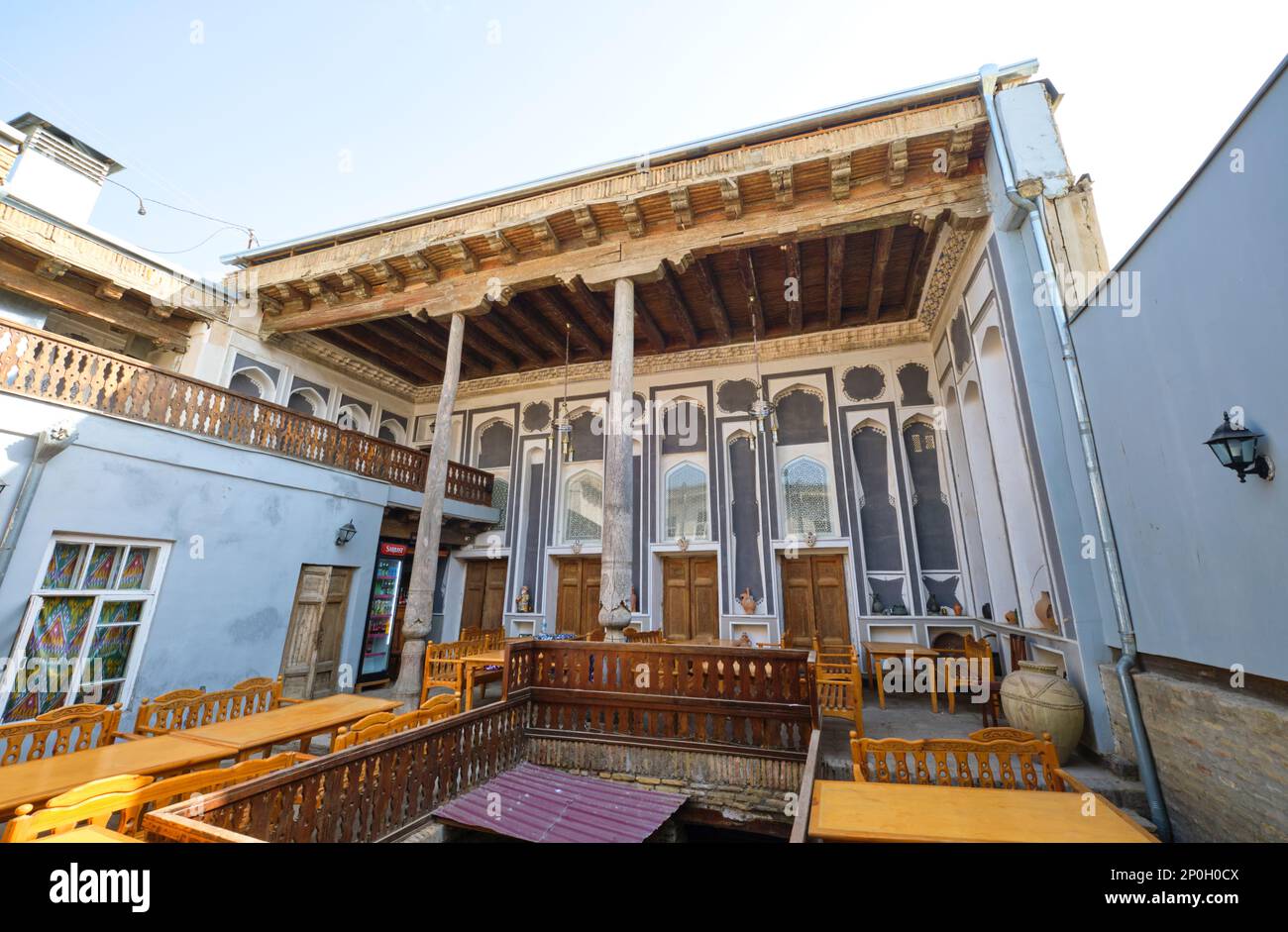 Exterior view, the house now used as a restaurant and the facade ...