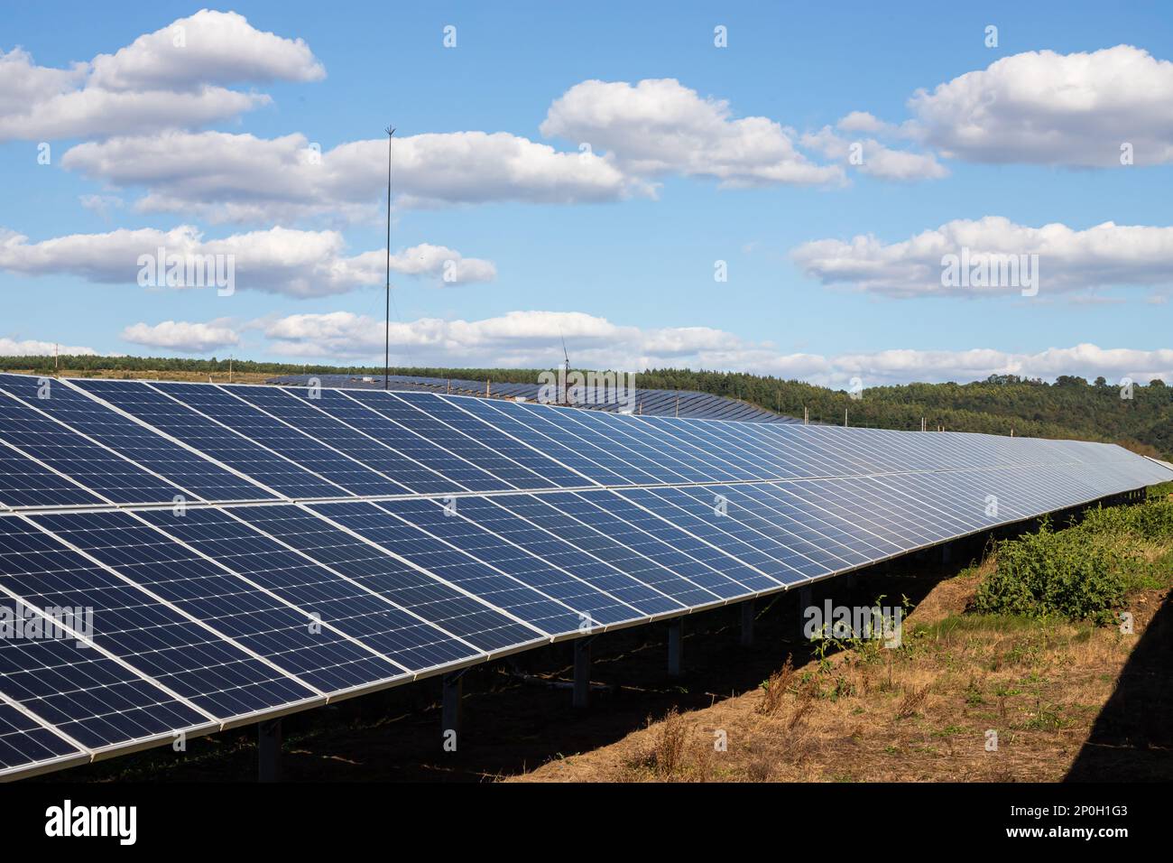 Solar panels in Large Photovoltaic power station, solar park, Renewable ...