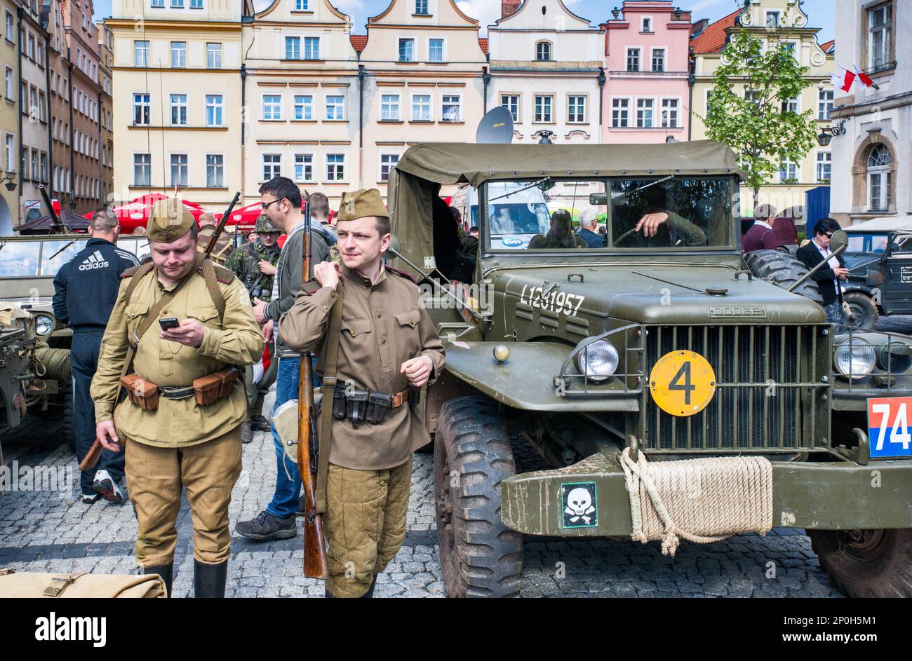 Reenactors in Soviet uniforms, Dodge WC-51, WW2 3/4 Ton Truck ...