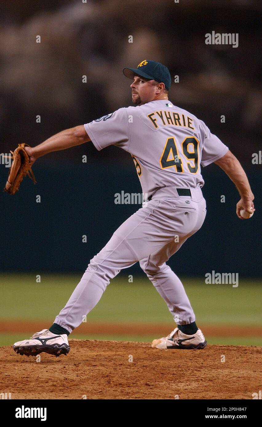11 Sept 2002: Mike Fyhrie of the Oakland A's during the A's 6-5 loss to ...