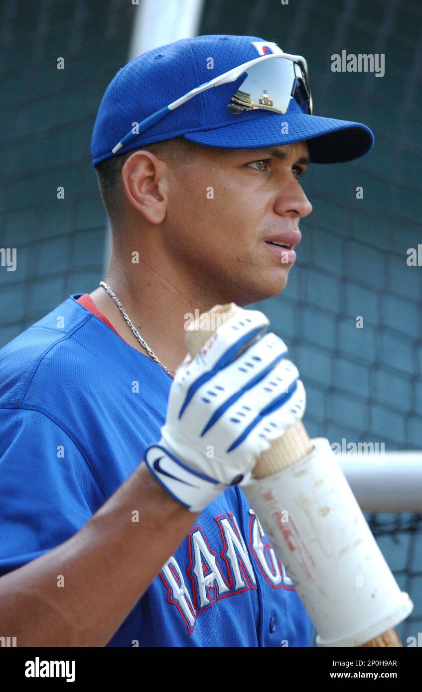 May 2002: Alex Rodriguez of the Texas Rangers before a game versus the ...