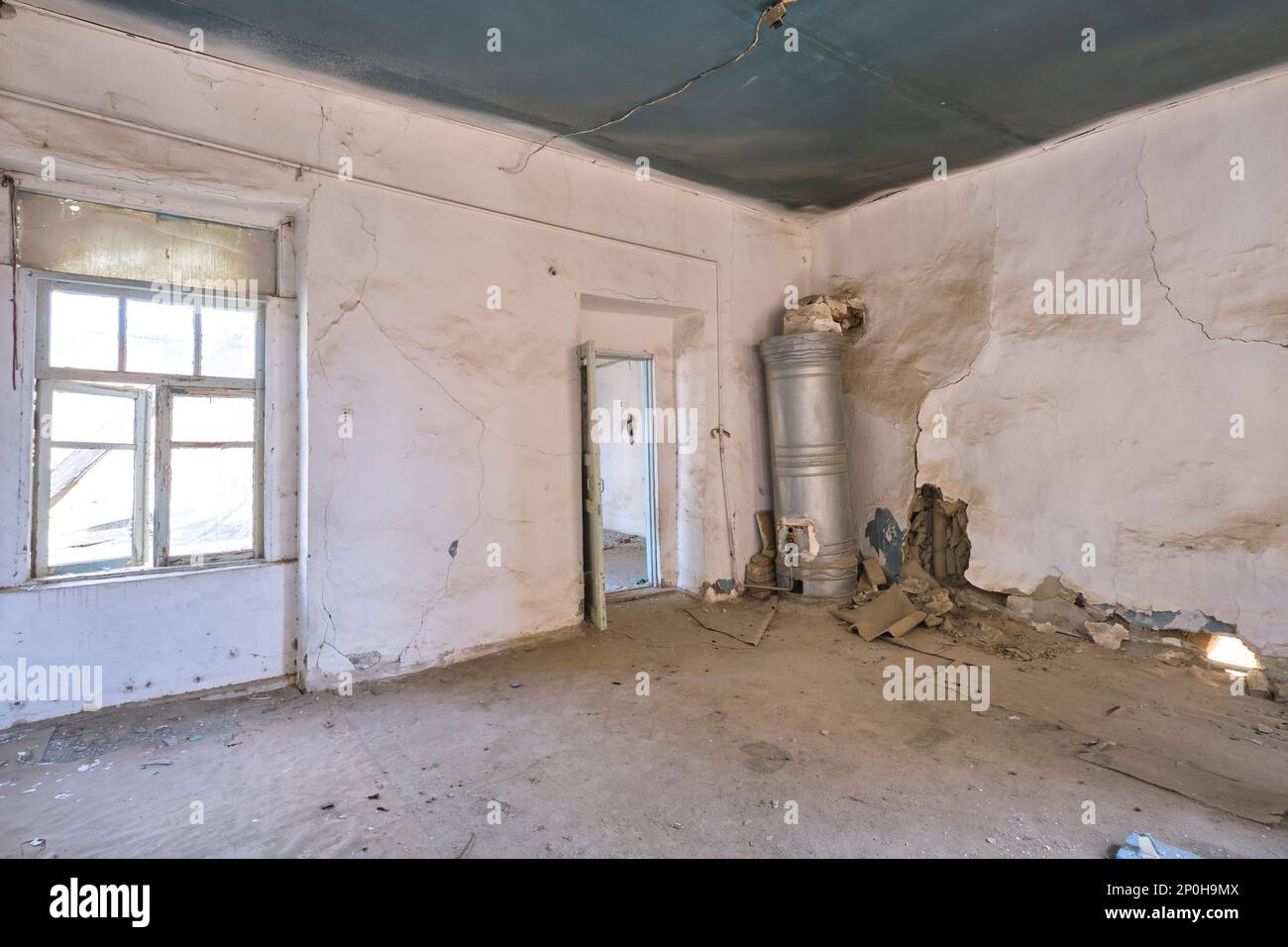 View of an abandoned structure, now mostly in ruin, waiting for ...