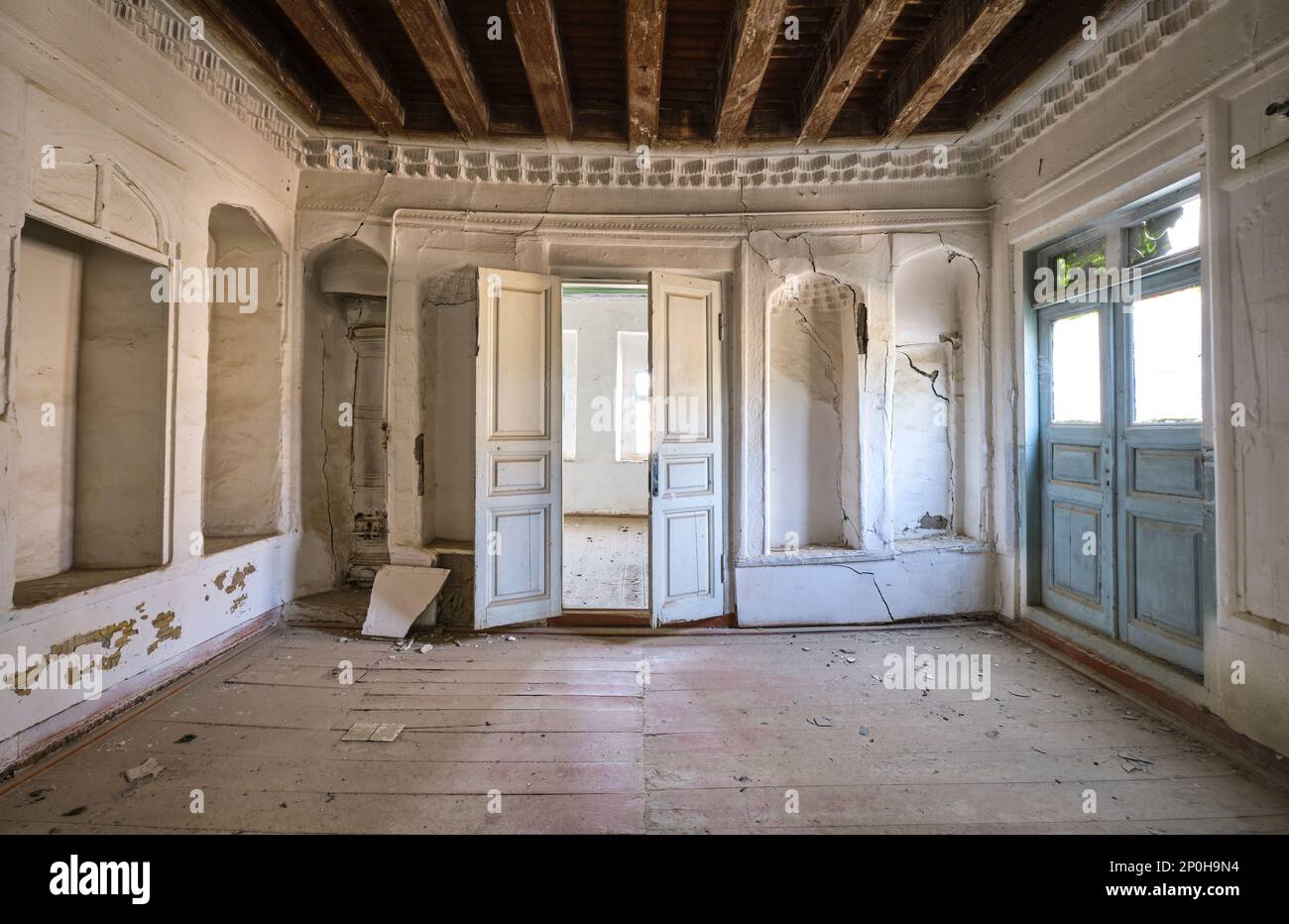 View of an abandoned structure, now mostly in ruin, waiting for ...
