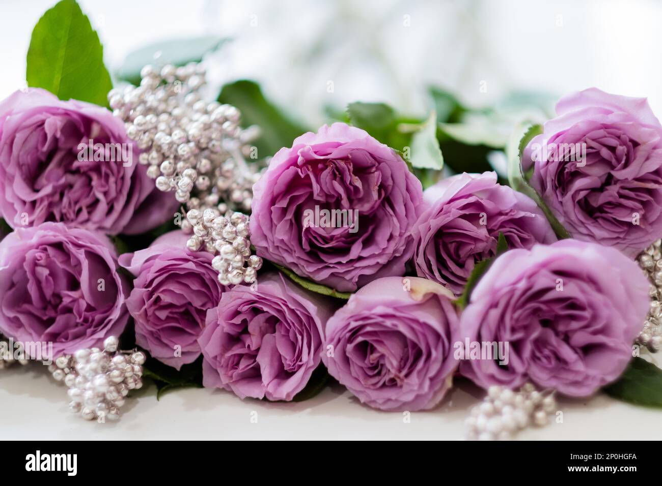 pink roses anniversary flower arrangement gift Stock Photo - Alamy