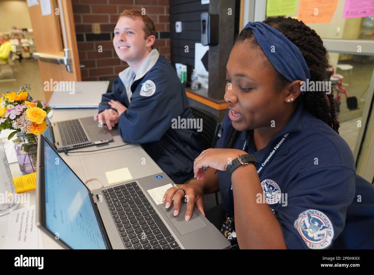 FEMA Corps members Chloe Gipson of Texas and Blake Burch of Indiana ...