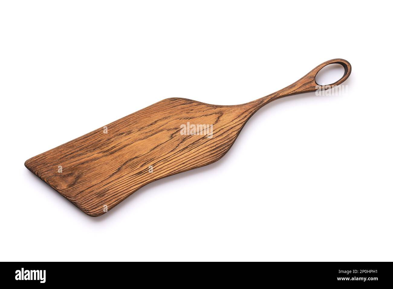 Wooden cutting board. Isolated on white background. Flat lay top view ...