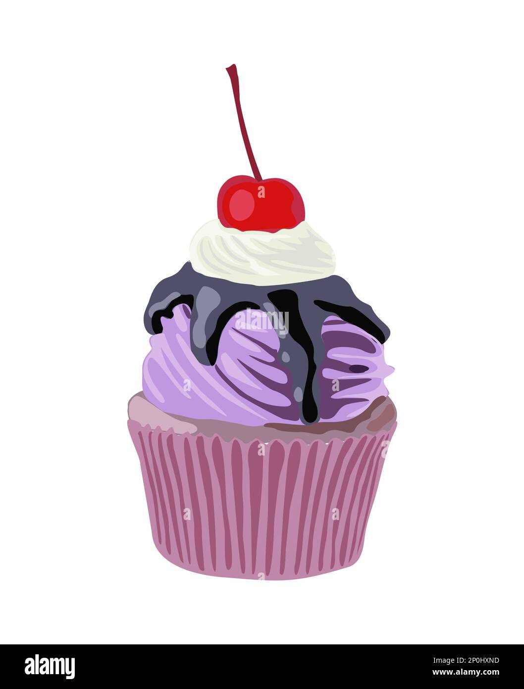 Blueberry Cupcake, muffin vector drawing on white Stock Vector Image ...