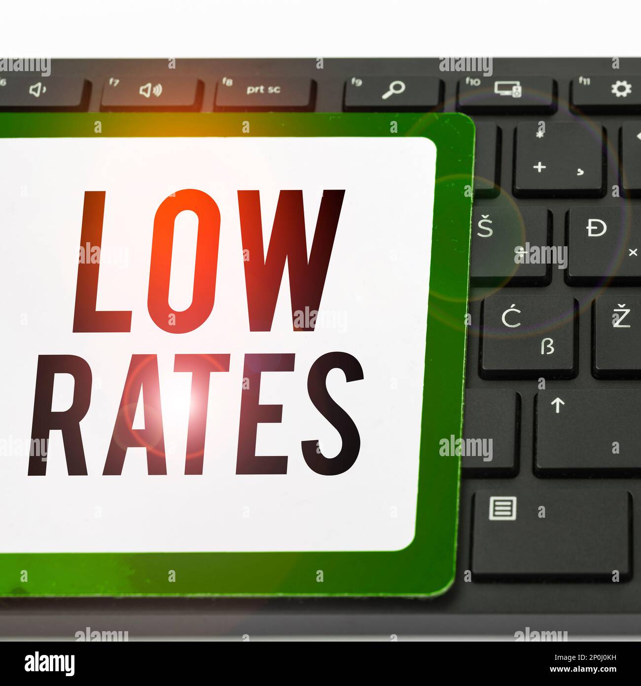 Conceptual caption Low Rates, Word Written on A cost of an item or ...