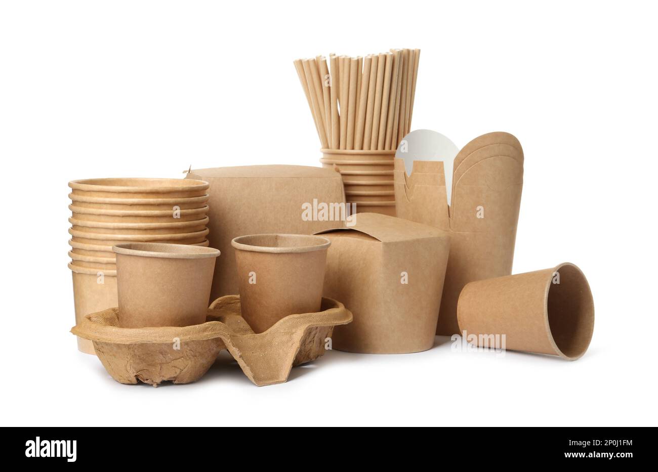 Different eco friendly products on white background Stock Photo - Alamy