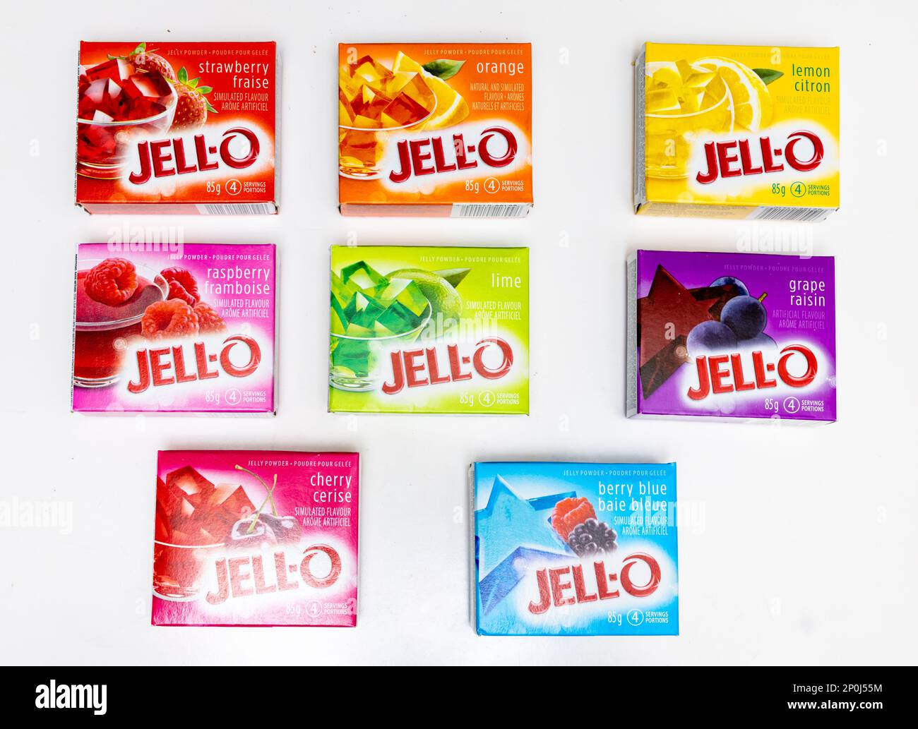 Calgary, Alberta, Canada. Mar 3, 2023. Different Jell-O flavours boxes ...