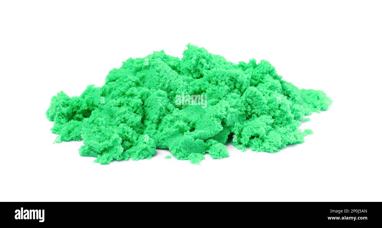 Pile of green kinetic sand on white background Stock Photo - Alamy