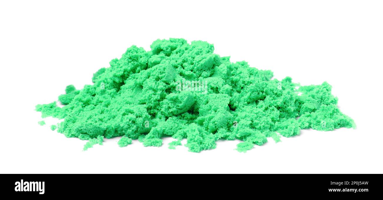 Pile of green kinetic sand on white background Stock Photo - Alamy