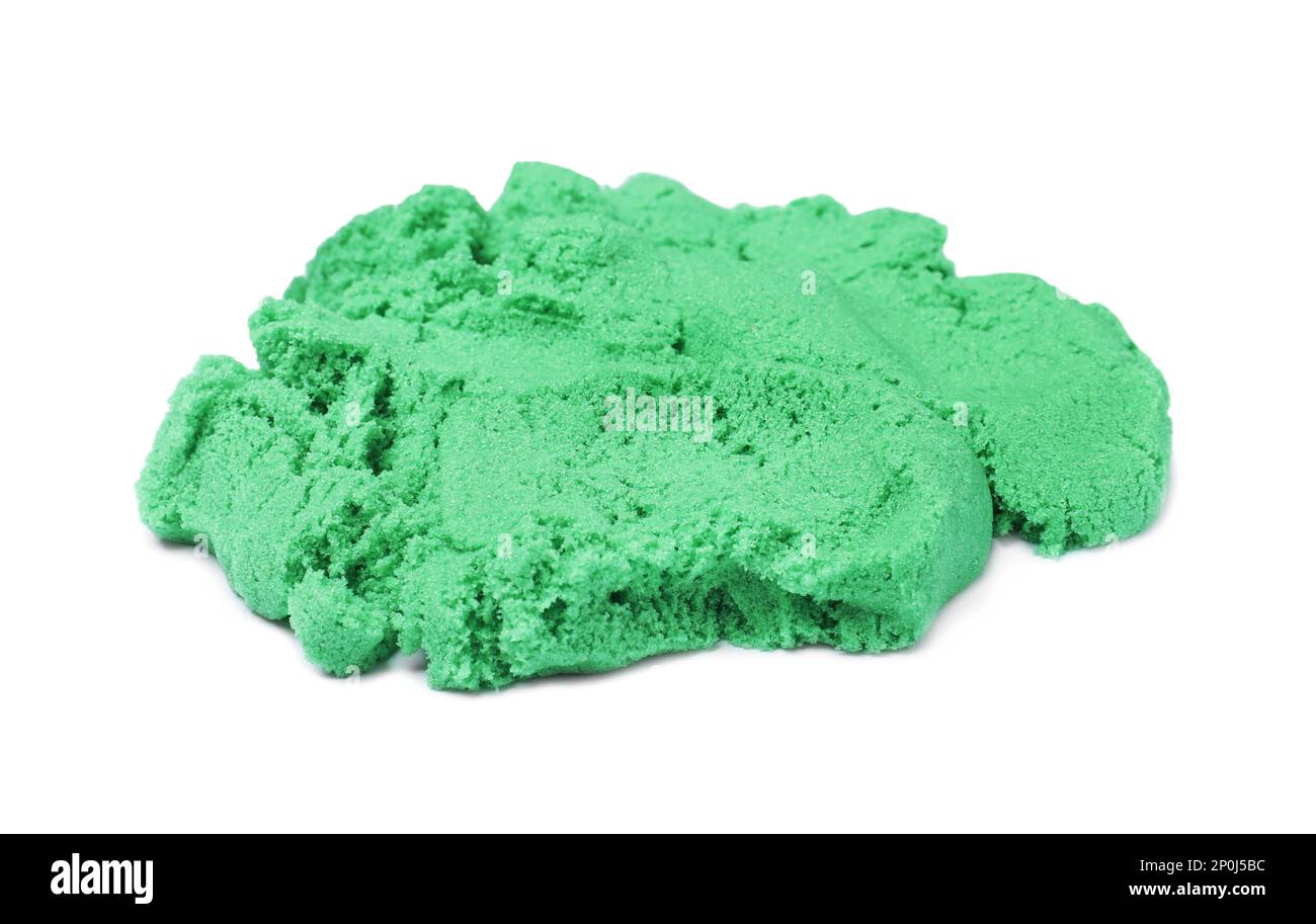 Pile of green kinetic sand on white background Stock Photo - Alamy