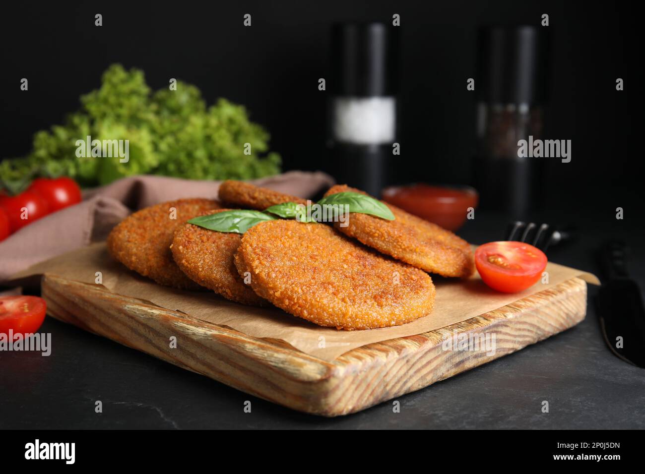 Breaded chicken cutlet served hi-res stock photography and images - Alamy