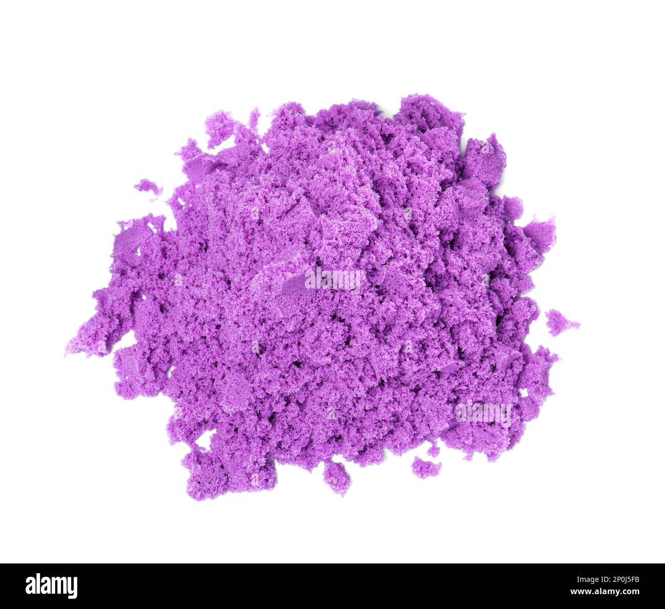 Pile of violet kinetic sand on white background, top view Stock Photo ...