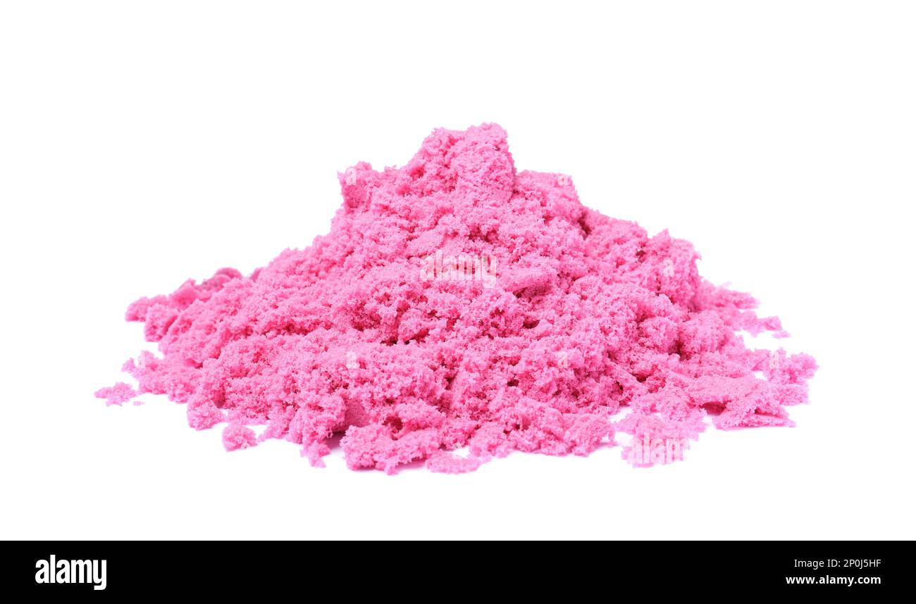Pile of pink kinetic sand on white background Stock Photo - Alamy