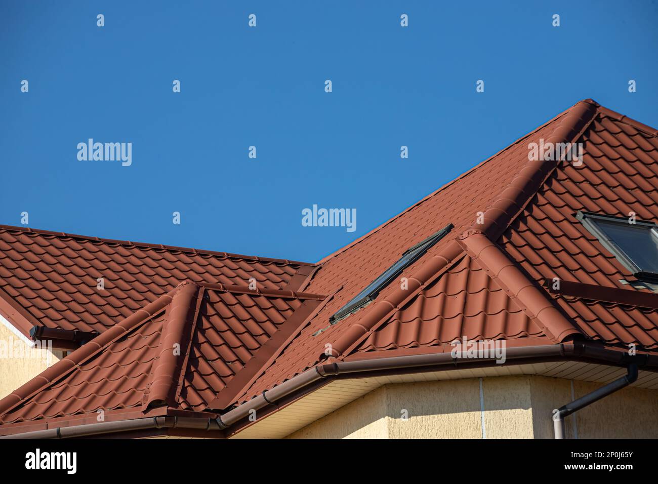 Roof metal sheets. Modern types of roofing materials Stock Photo - Alamy