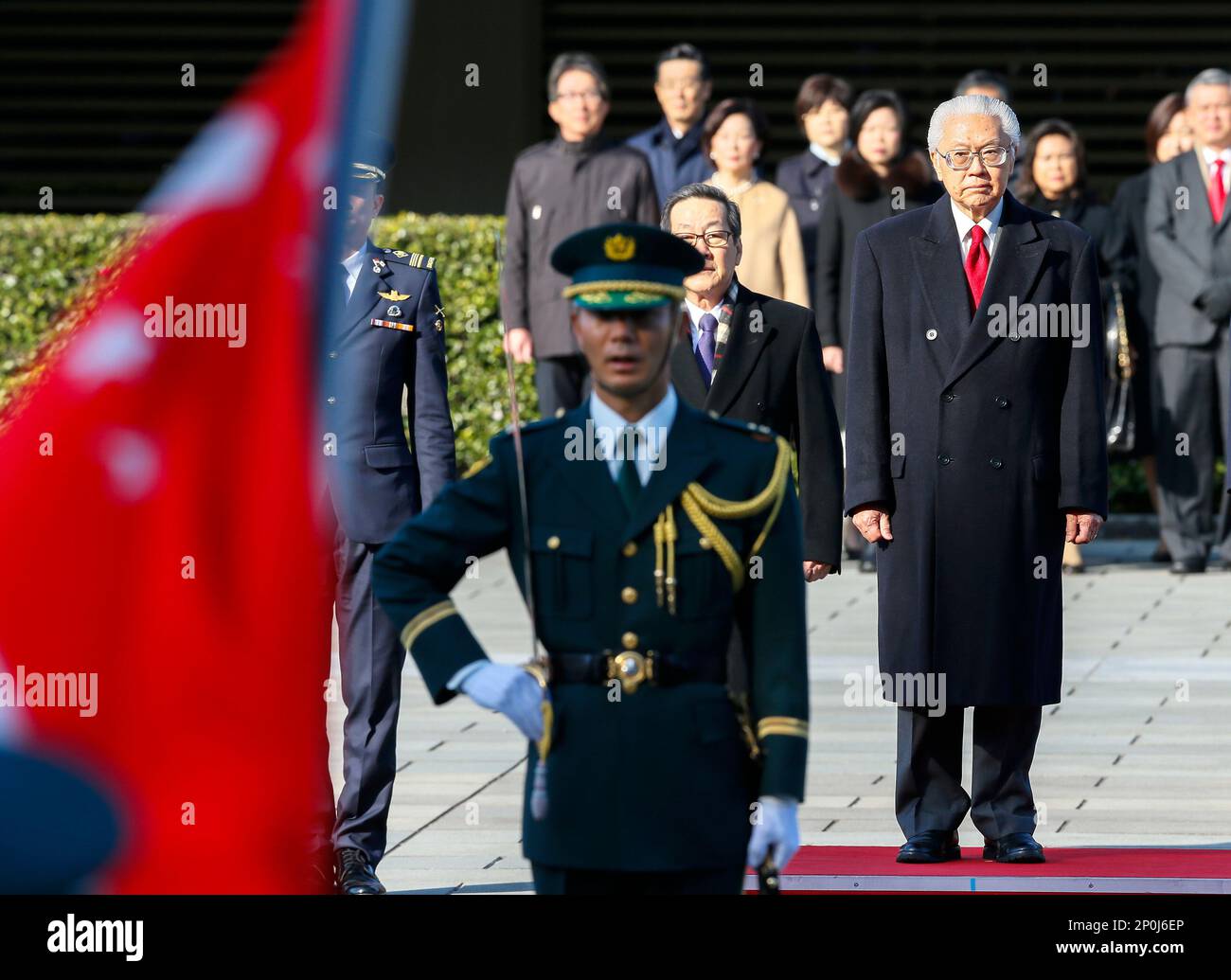 Singapore's President Tony Tan receives the guard of honor during the ...