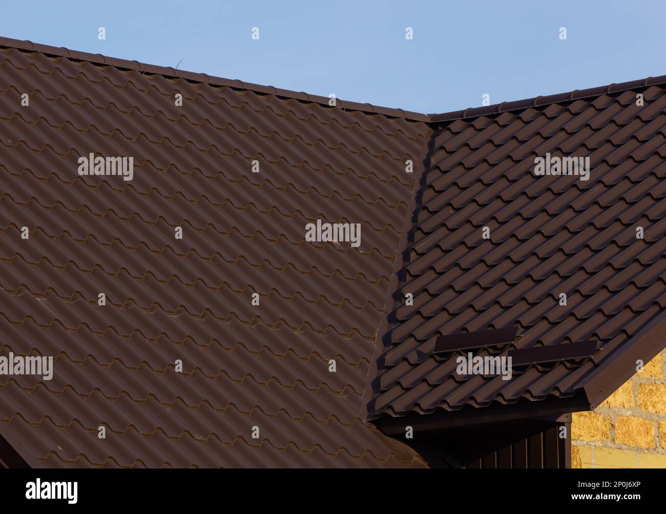 Roof metal sheets. Modern types of roofing materials Stock Photo - Alamy
