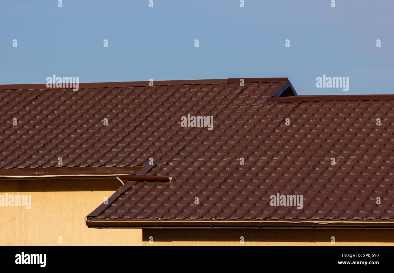 Roof metal sheets. Modern types of roofing materials Stock Photo - Alamy