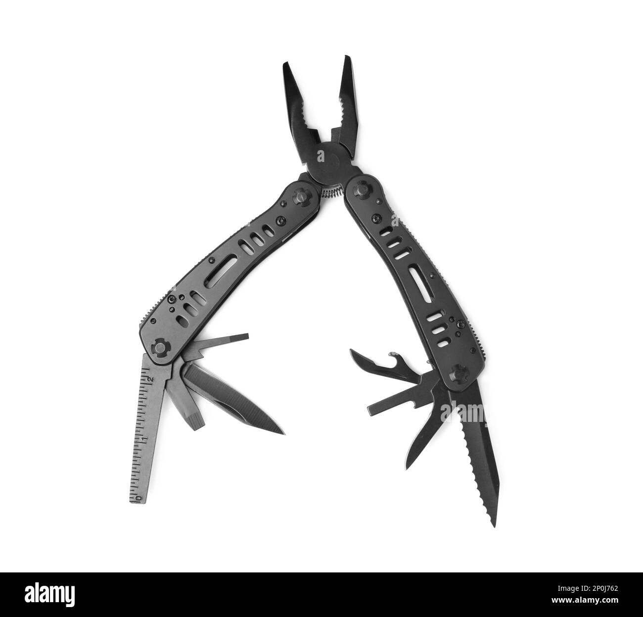 Black compact portable multitool isolated on white Stock Photo - Alamy