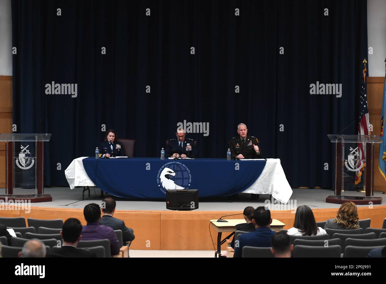 Army Lt. Gen. Jon Jensen, right, the director of the Army National ...