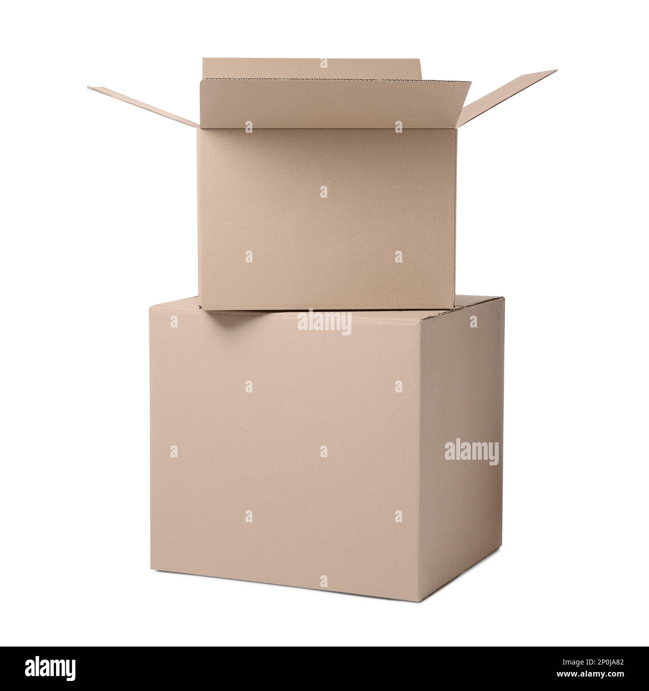 Two different cardboard boxes on white background Stock Photo - Alamy
