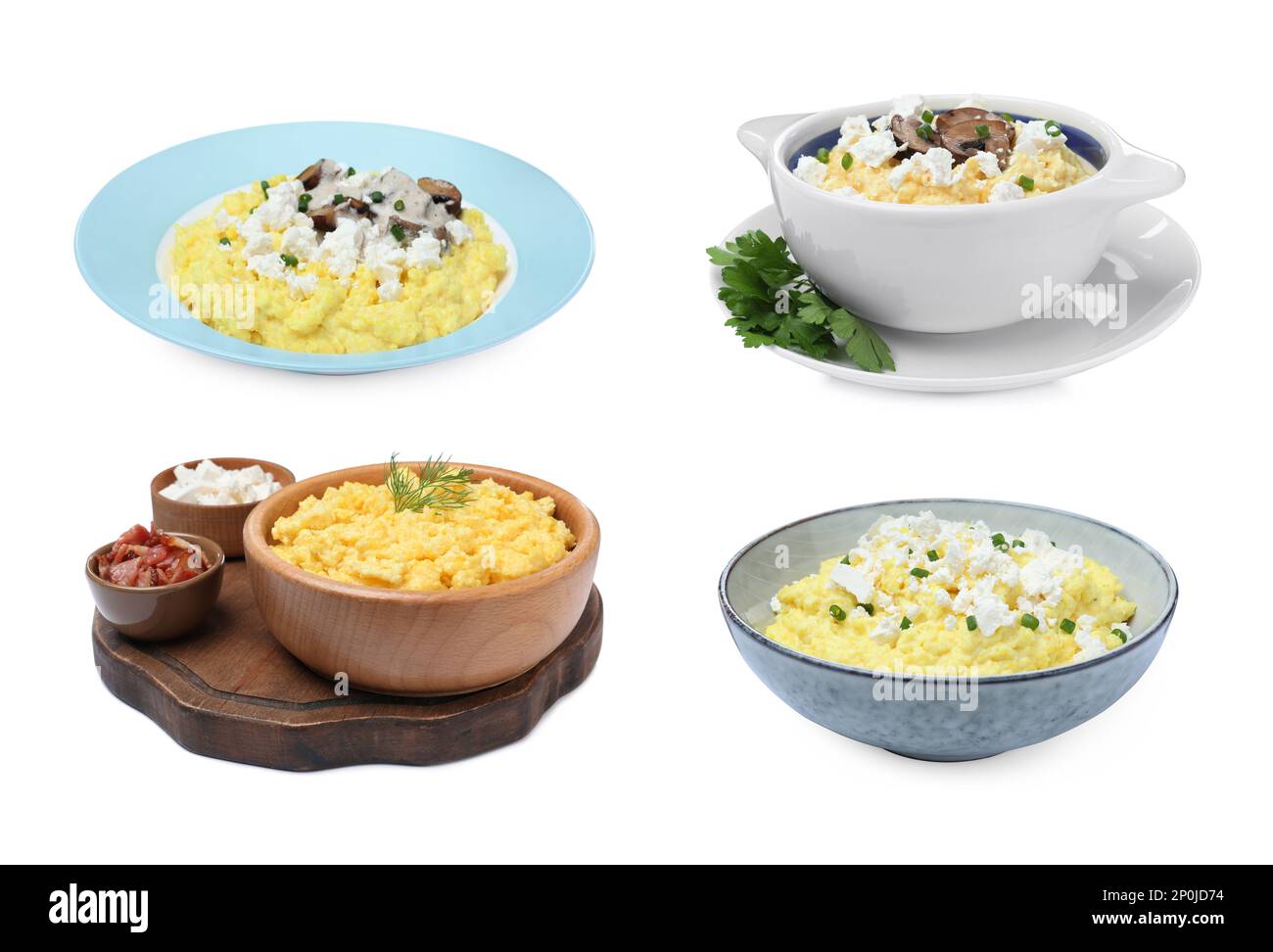 Set with delicious traditional banosh on white background Stock Photo ...